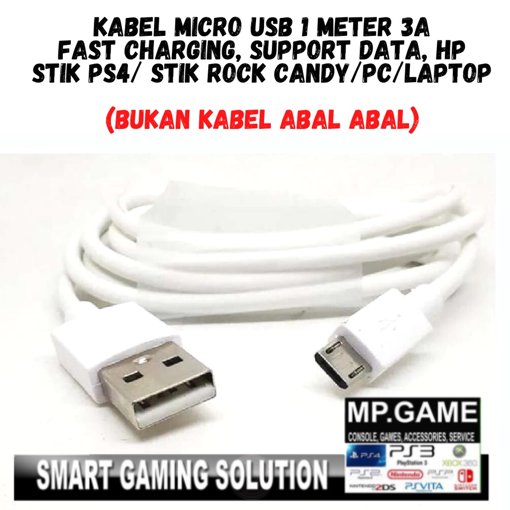 Jual Kabel Micro USB 1 M kabel charger fast charging hp stik ps4 data pc laptop | Shopee Indonesia