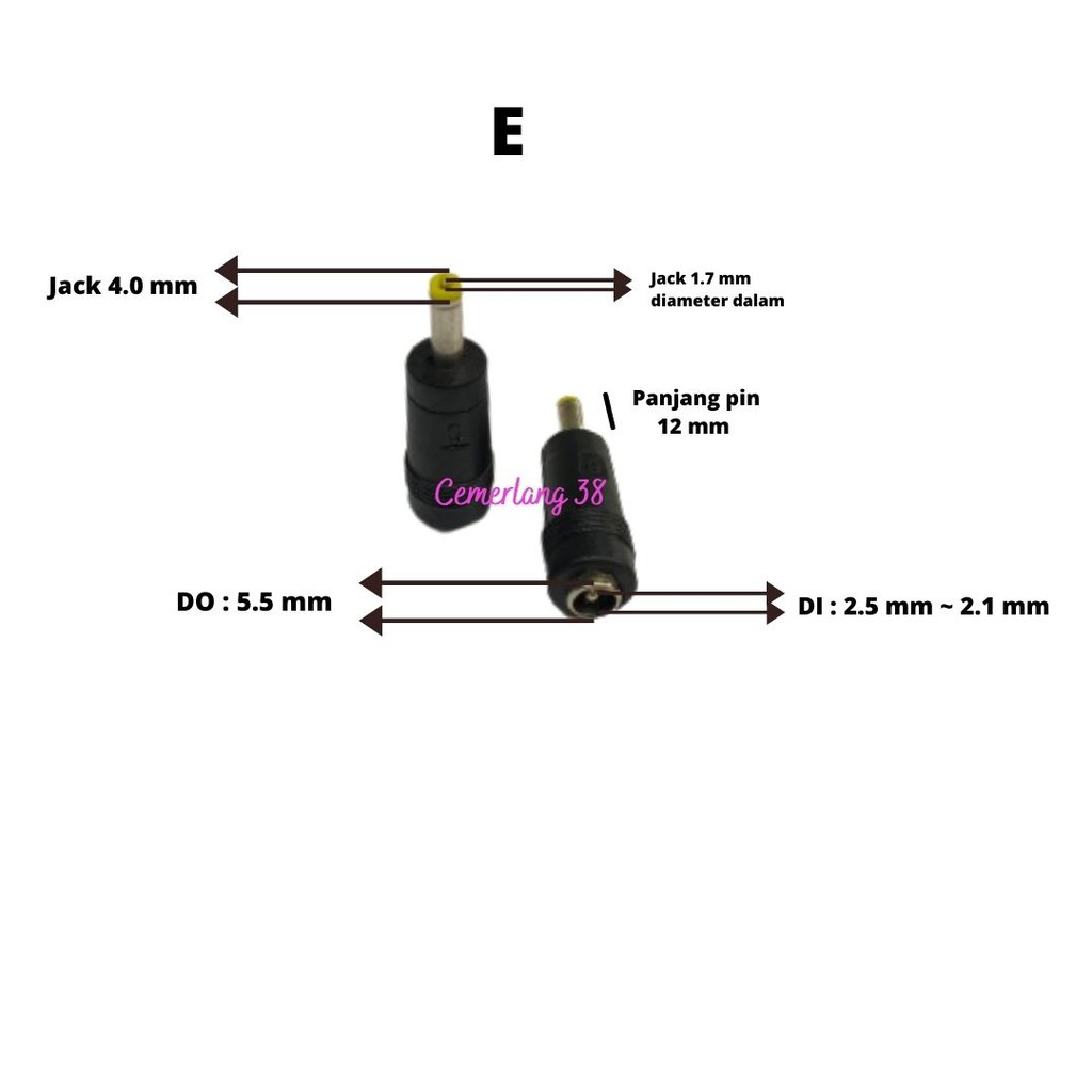 Jual Converter jack DC standard (DO:5.5mm) ke berbagai ukuran (bisa ...