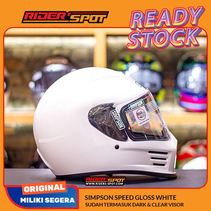 Jual Helm Motor SIMPSON Speed Bandit Gloss White Full Face Helmet ...