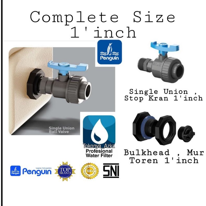 Jual Single Union Ball Valve + Bulkhead 1'inch PENGUIN Complete ( MxF ...