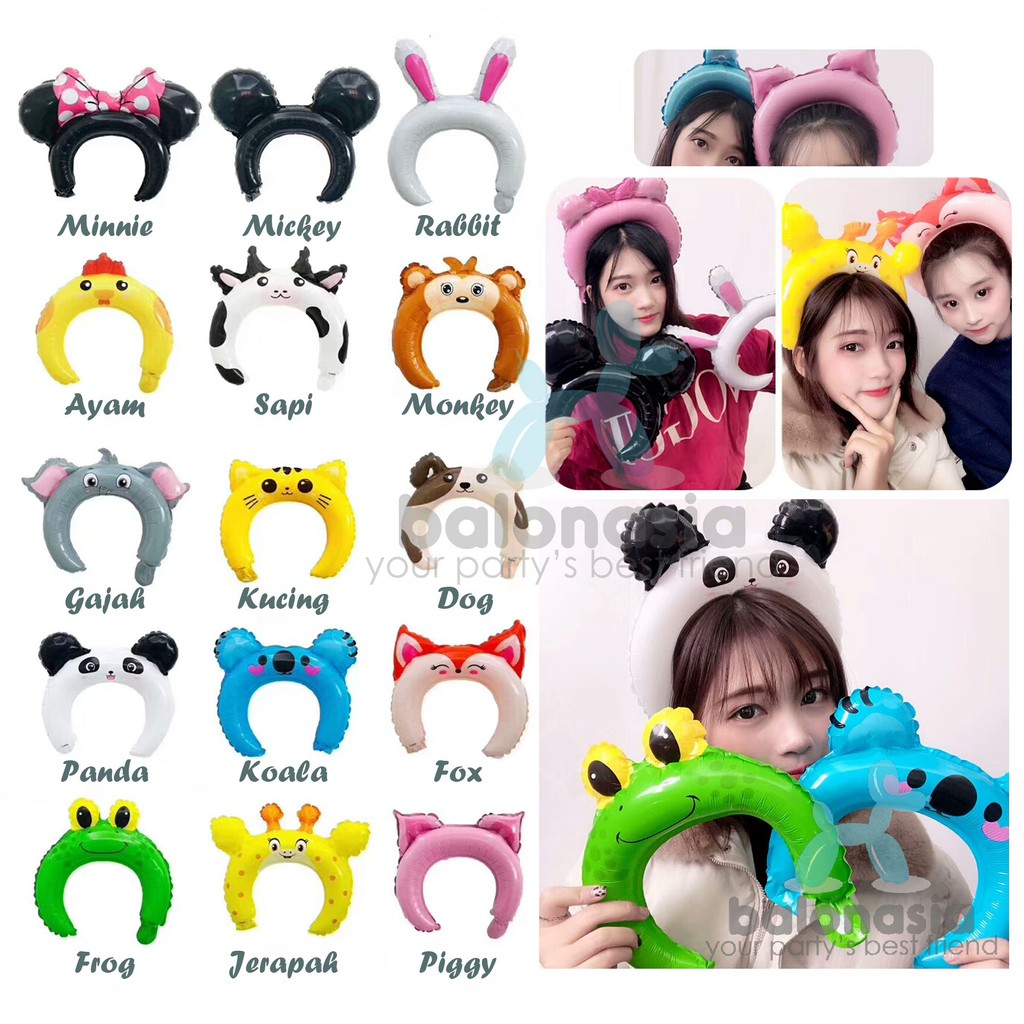 Jual Balonasia Balon Bando Hewan / Animal head band astronot sanrio ...