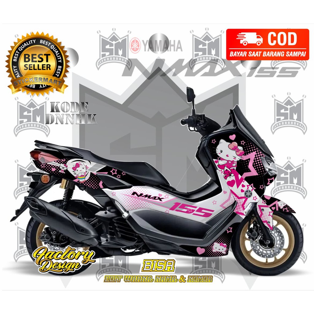 Jual Sticker decal full body Yamaha nmax Hello Kitty Putih Hitam Pink ...