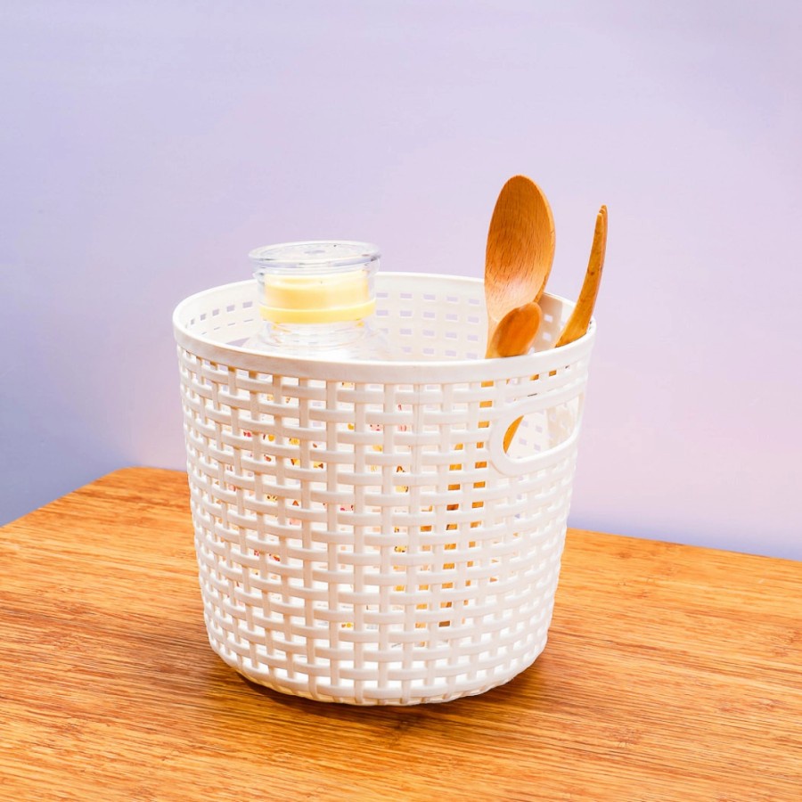 Jual Miniso Plaid Round & Square Storage Basket (S) | Shopee Indonesia
