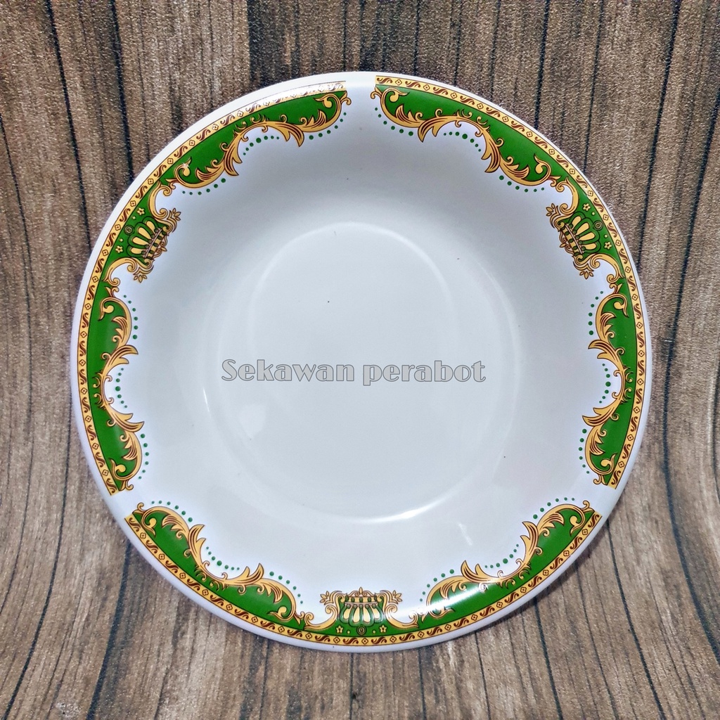 Jual PESMONI 9 INCH PIRING MAKAN MAHKOTA HIJAU PIRING KERAMIK PIRING ...