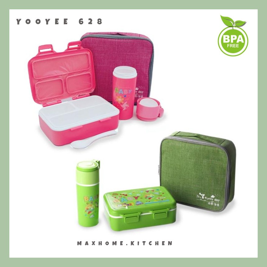 Jual Lunchbox Set Yooyee 628 Kotak Makan Anak Set Dengan Botol Minum + Tas Tahan Panas | Shopee ...