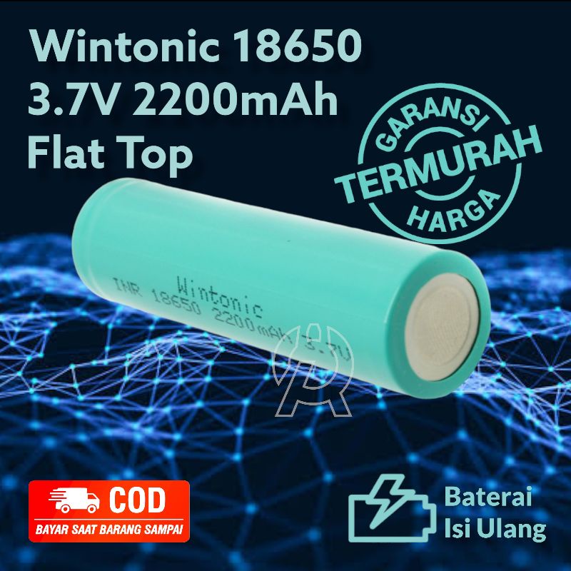 Jual TERMURAH Wintonic Baterai 18650 INR 3.7V Real 2200mAh Flat Top Rechargeable Battery ...