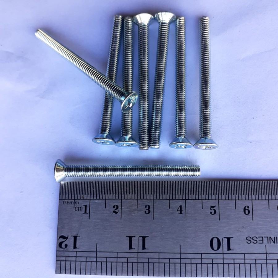 Jual BAUT JF M4X45 FLAT HEAD M4 X 45 PANJANG 4,5CM 4,5 CM 4X45 4 X 45 MM OBENG PLUS SEKRUP MESIN ...