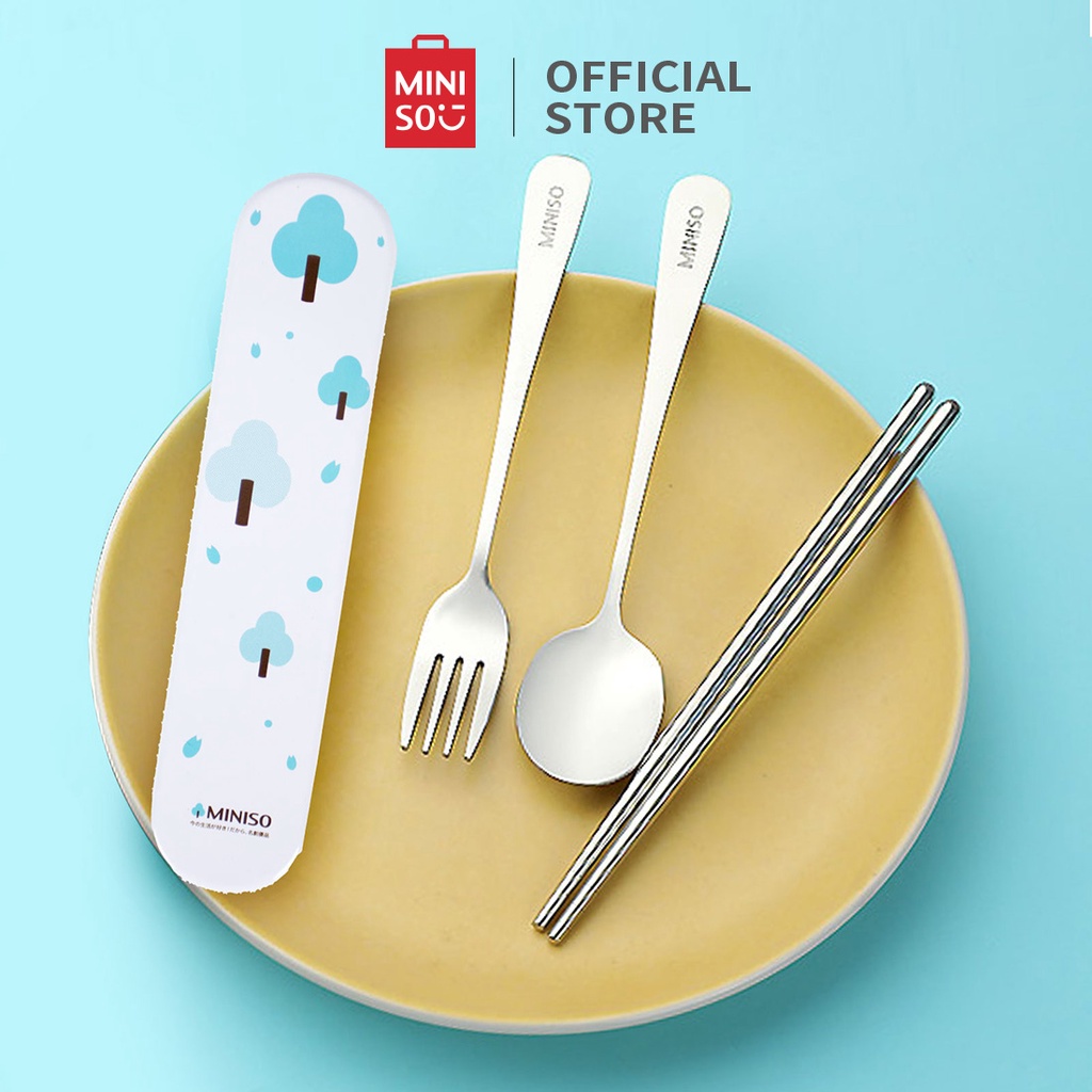 Jual MINISO Alat Makan Sendok Garpu Sumpit set 304 Stainless Steel ...