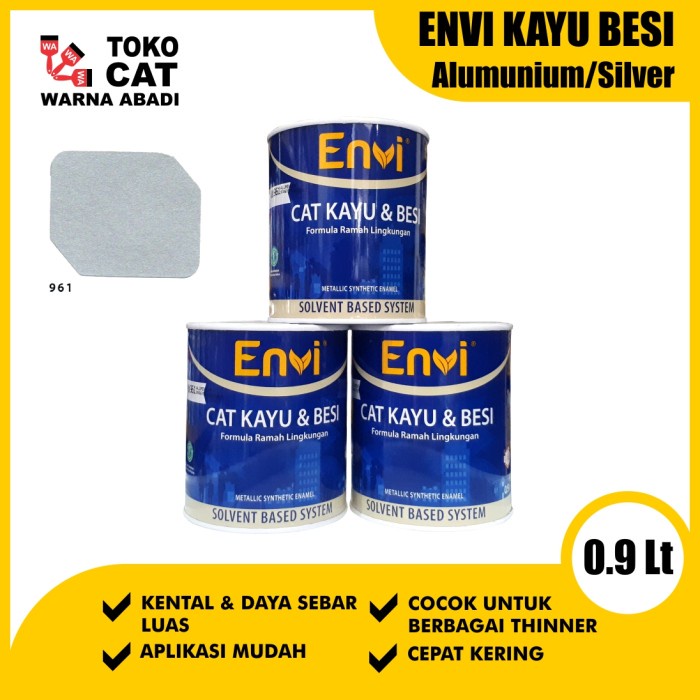Jual CAT MINYAK ENVI WARNA SILVER 0,9 LITER ( UNTUK KAYU & BESI ...