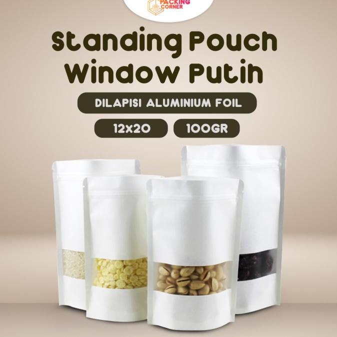 Jual Standing Pouch Window Putih 12x20 cm Plastik Alumunium Foil ...