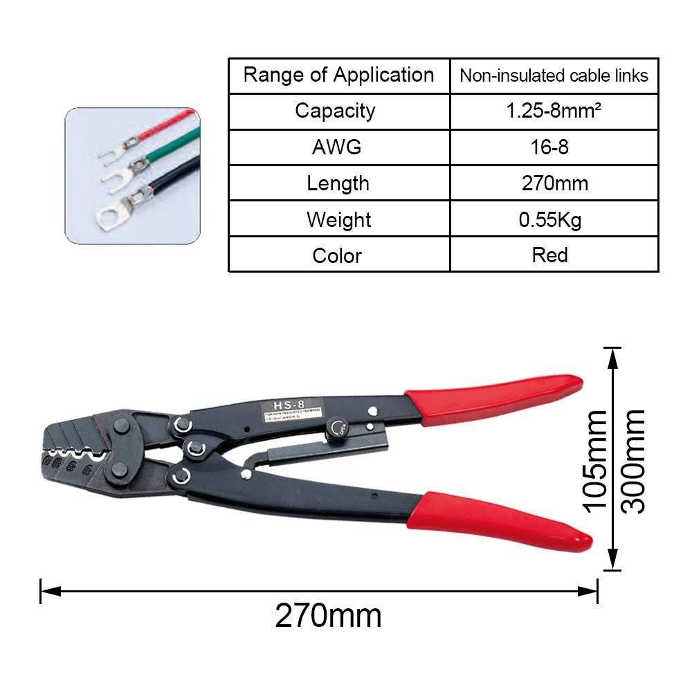 Jual HS-8 Tang Press Skun 1.25mm-8mm2 Ratchet Control Crimping Tool ...