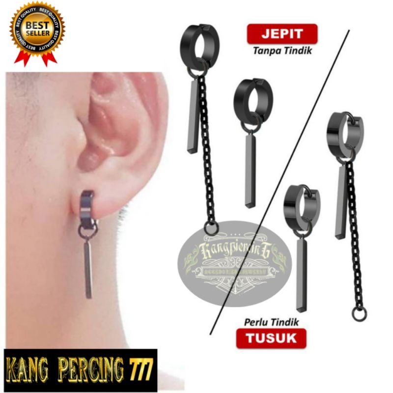 Jual ANTING KOREA HITAM TERBARU BTS TINDIK DAN JEPIT | Shopee Indonesia