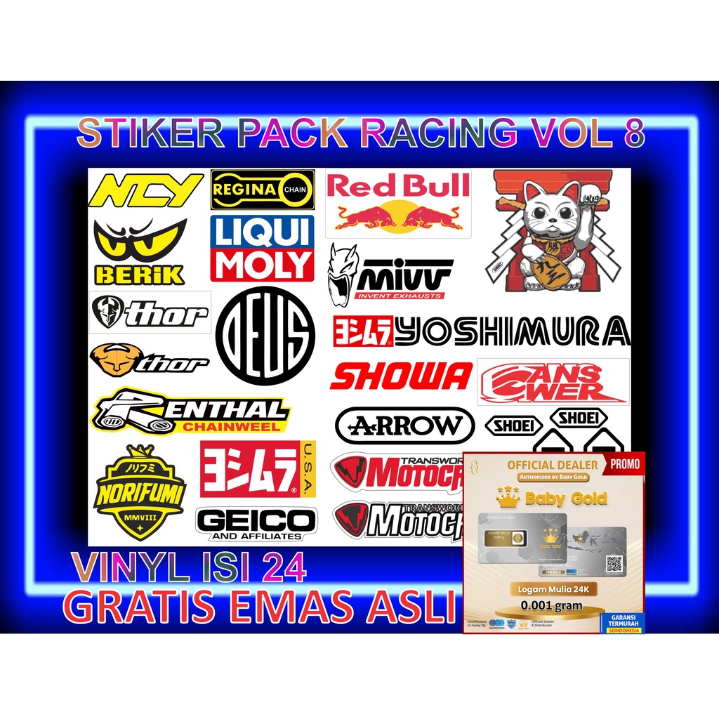 Jual STIKER PACK RACING VINYL VOL 8/ STIKER OUTDOR / STIKER MOTOR ...