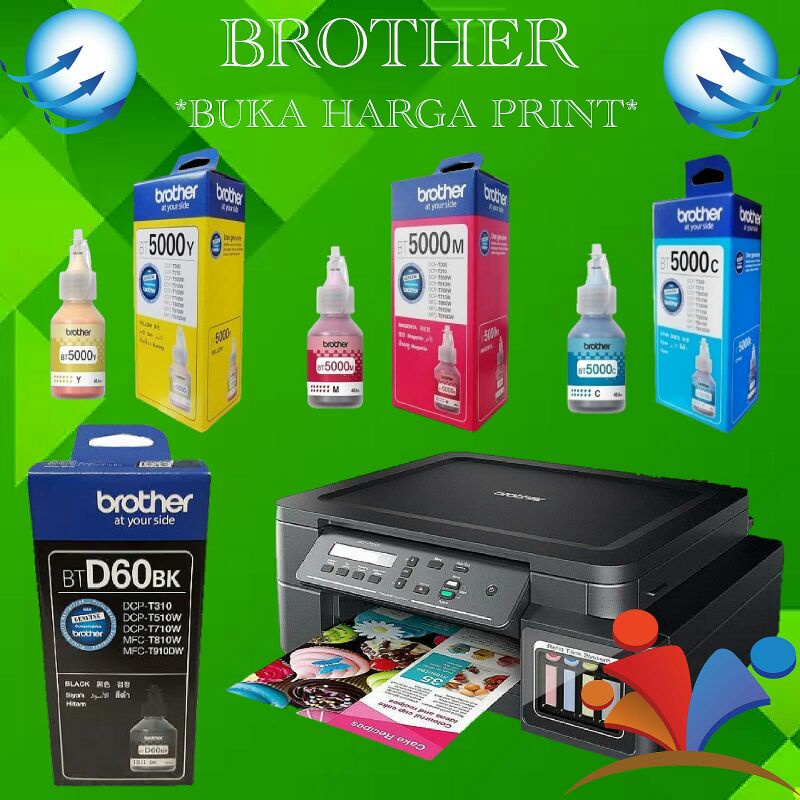 Jual Tinta Printer Brother BTD60Bk [108ml] & BT5000c, m, y [48.8ml] Original | Shopee Indonesia