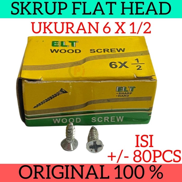 Jual ELT Kotak Kayu Skrup 6 x 1/2 Sekrup Baut Cacing Wood Screw 6x1/2 Inch | Shopee Indonesia