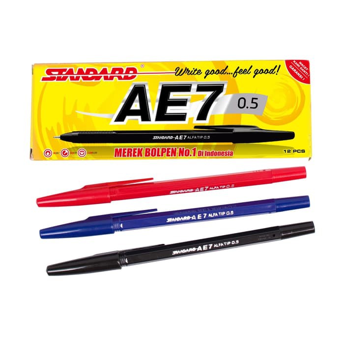 Jual Pulpen / Pen / Pena / Ballpoint Standard AE7 Hitam / Biru / Merah - 1 Box | Shopee Indonesia