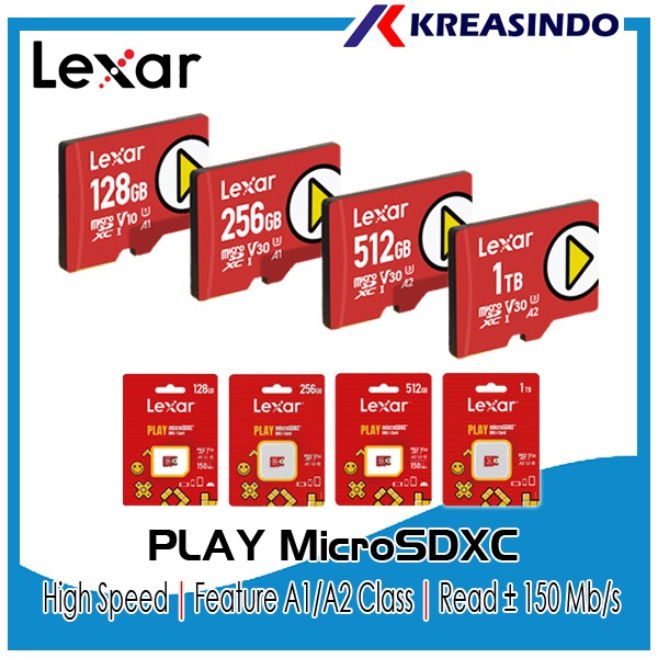 Jual Lexar Play MicroSDXC 150MB/s 128GB 256GB 512GB 1TB Garansi resmi ...