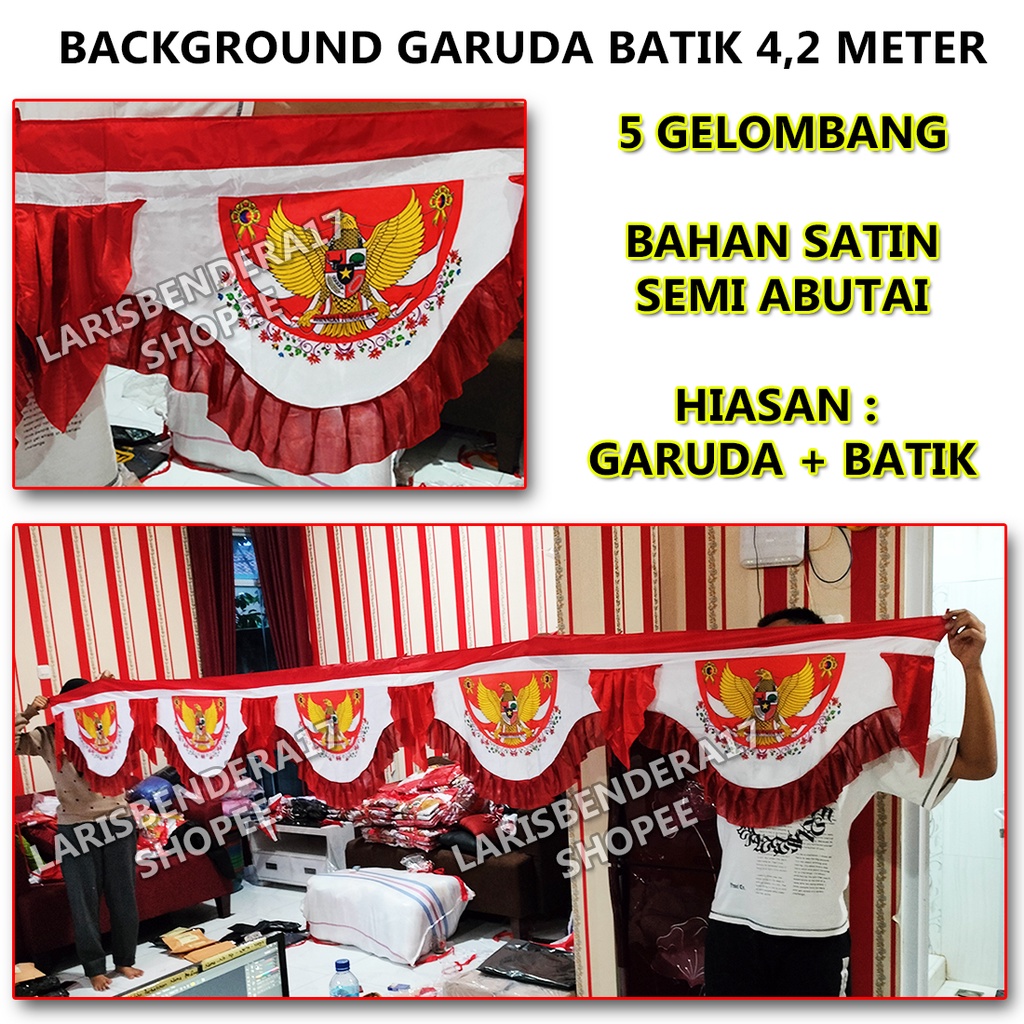 Jual Model Terbaru! Bendera Background GARUDA BATIK Merah Putih Garuda ...