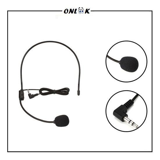 Jual OL Mic Bando Clip On 3.5mm Microphone Headset Kabel Audio Jack ...