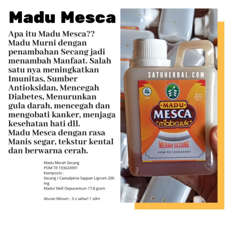 Jual Madu Merah Secang Mesca Mabruuk Manis Kemasan 1 kg | Shopee Indonesia