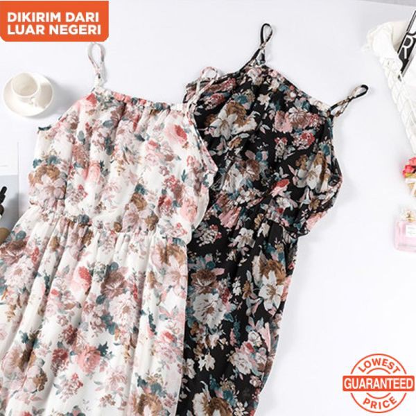 Jual Long Dress Bohemian Tanpa Lengan Motif Print Bunga | Shopee Indonesia