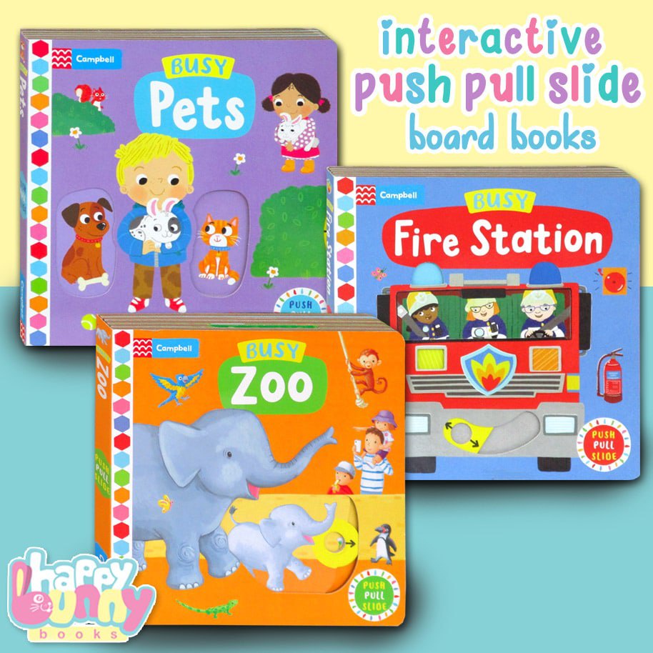 Jual [Campbell] Push Pull Slide Board Books Busy Baby Animals, Garden ...