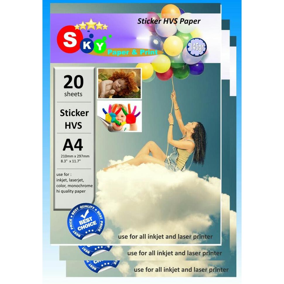 Jual Kertas Sticker Hvs A4 Merk Sky 20 Sheets | Shopee Indonesia