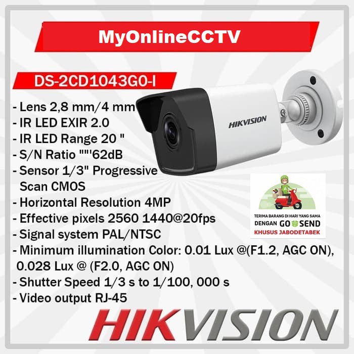 Jual DS-2CD1043G2-LIU Hikvision IP CAMERA CCTV Outdoor Original 4MP POE WDR | Shopee Indonesia