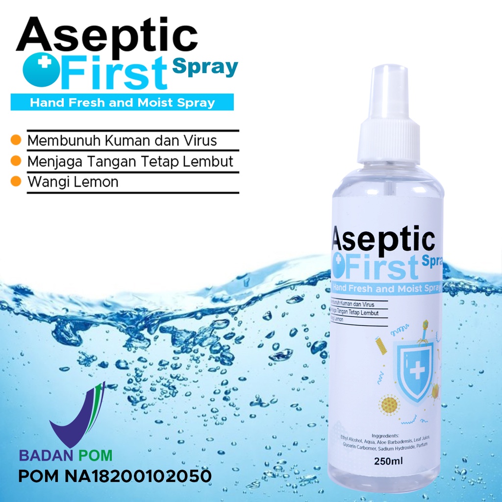 Jual Hand Sanitizer Aseptic First Spray Extract Lemon 250 ml | Shopee ...