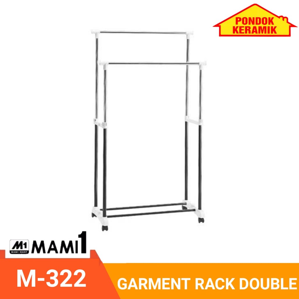 Jual GANTUNGAN BAJU Mami1 M-322 Garment Rack Double | Shopee Indonesia