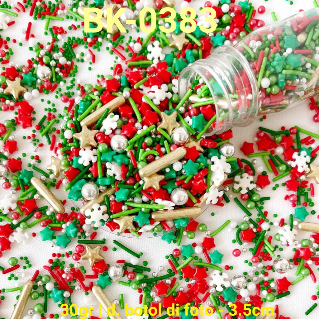 Jual BK-0383 Sprinkles sprinkel 30gr snowflake bintang natal frozen ...