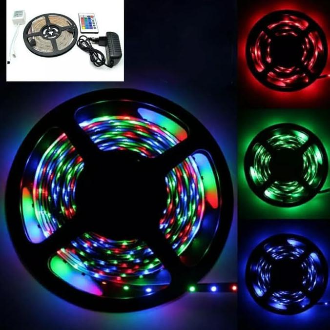 Jual Lampu LED Strip RGB Warna Warni 5M + ADAPTOR + REMOTE | Shopee ...