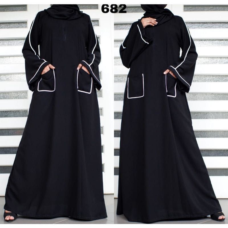 Jual Gamis Abaya Arab Hitam List Busui Bahan Jet Black Saudi Kwalitas Terjamin | Shopee Indonesia