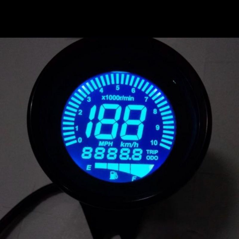 Jual Speedometer bulat led digital 3 in 1 kilometer rpm amper bensin ...