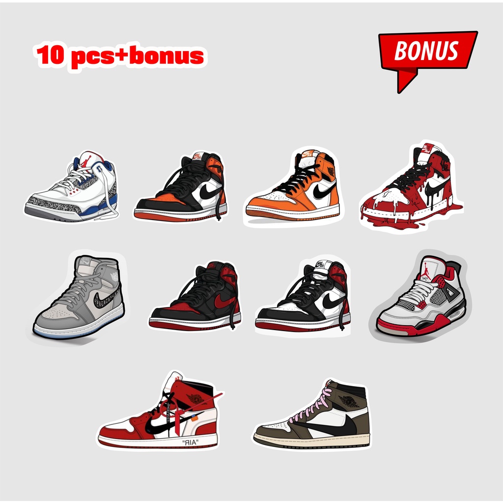 Jual Paket Stiker Brand Sepatu Nike Stiker isi 10pcs High Quality ...