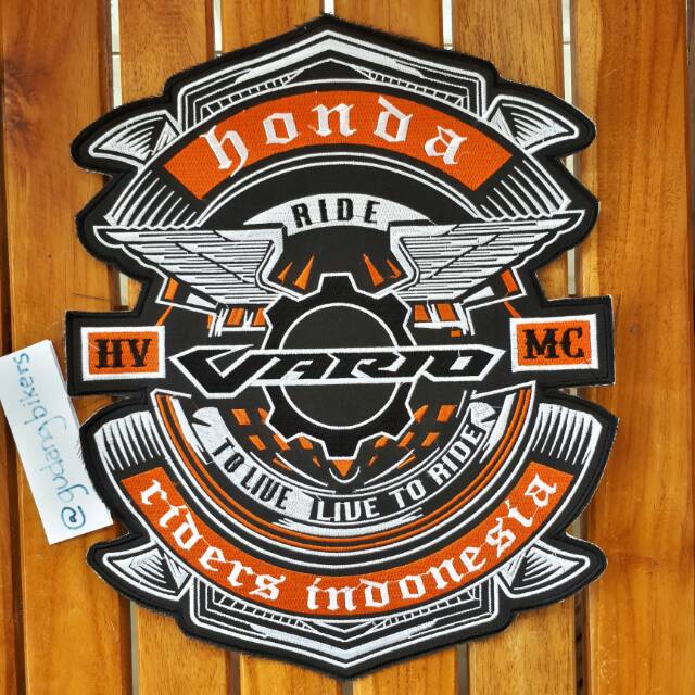 Jual Emblem bordir besar honda vario riders 014 motor bikers for ...