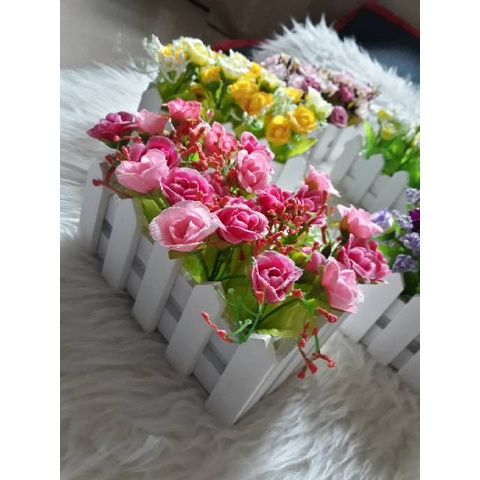 Jual POT PAGAR kayu panjang + BUNGA MAWAR 721 sg/ BUNGA PAGAR POT PAGAR ...