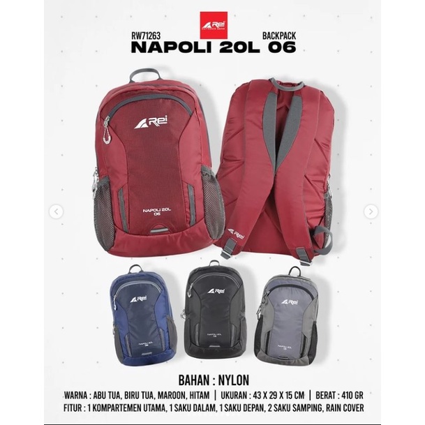 Jual Tas Ransel Napoli 06 20L Arei Outdoorgear Backpack Rei | Shopee Indonesia