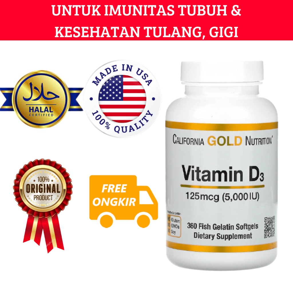 Jual California Gold Nutrition Vitamin D3 2000IU/5000IU IU untuk daya ...