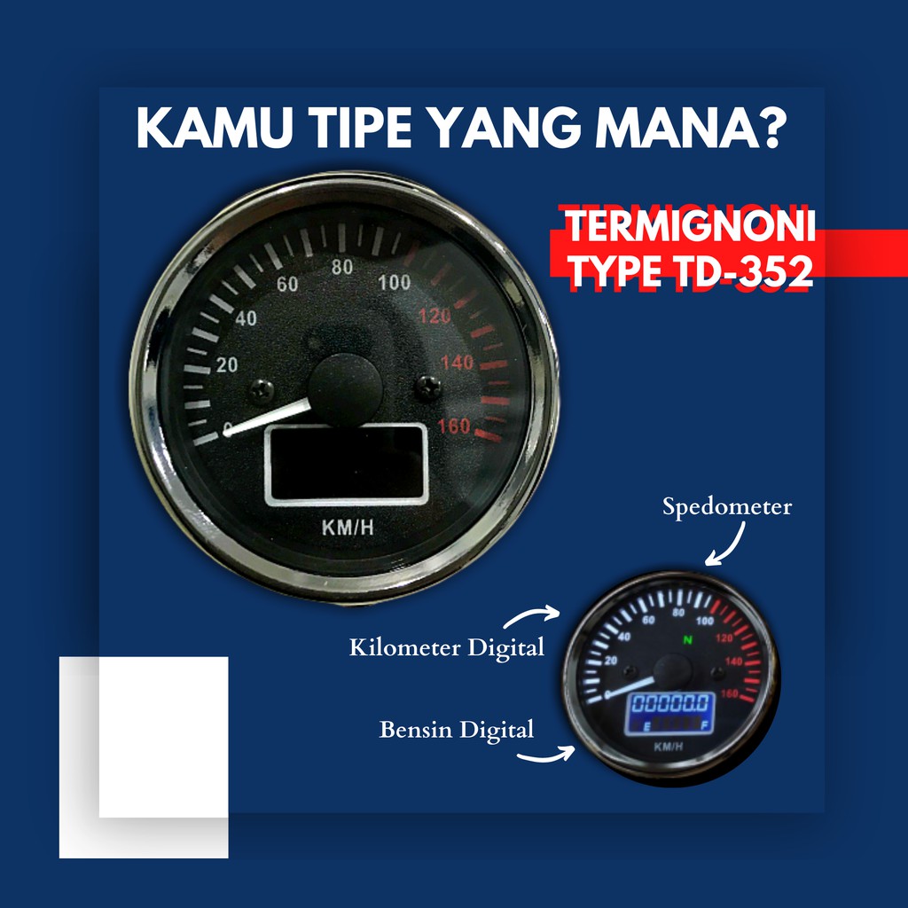 Jual SPEEDOMETER SPIDOMETER RPM KILOMETER BENSIN LED MOTOR UNIVERSAL CB ...