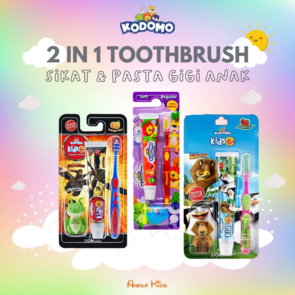 Jual Kodomo 2in1 Toothbrush & Toothpaste - Sikat dan Pasta Gigi Anak | Shopee Indonesia
