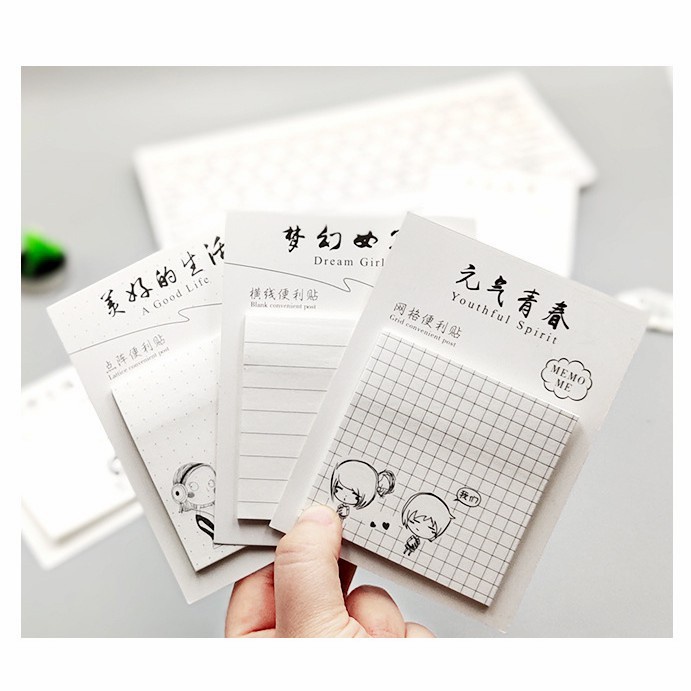 Jual Sticky Notes Black and White Girl Memo Tempel Hitam Putih | Shopee ...