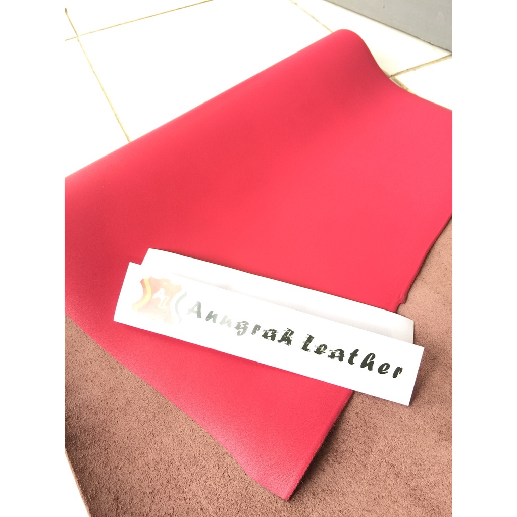 Jual Kulit Sapi asli Jenis Fullgrain / Motif pori Warna Pink Fanta ...