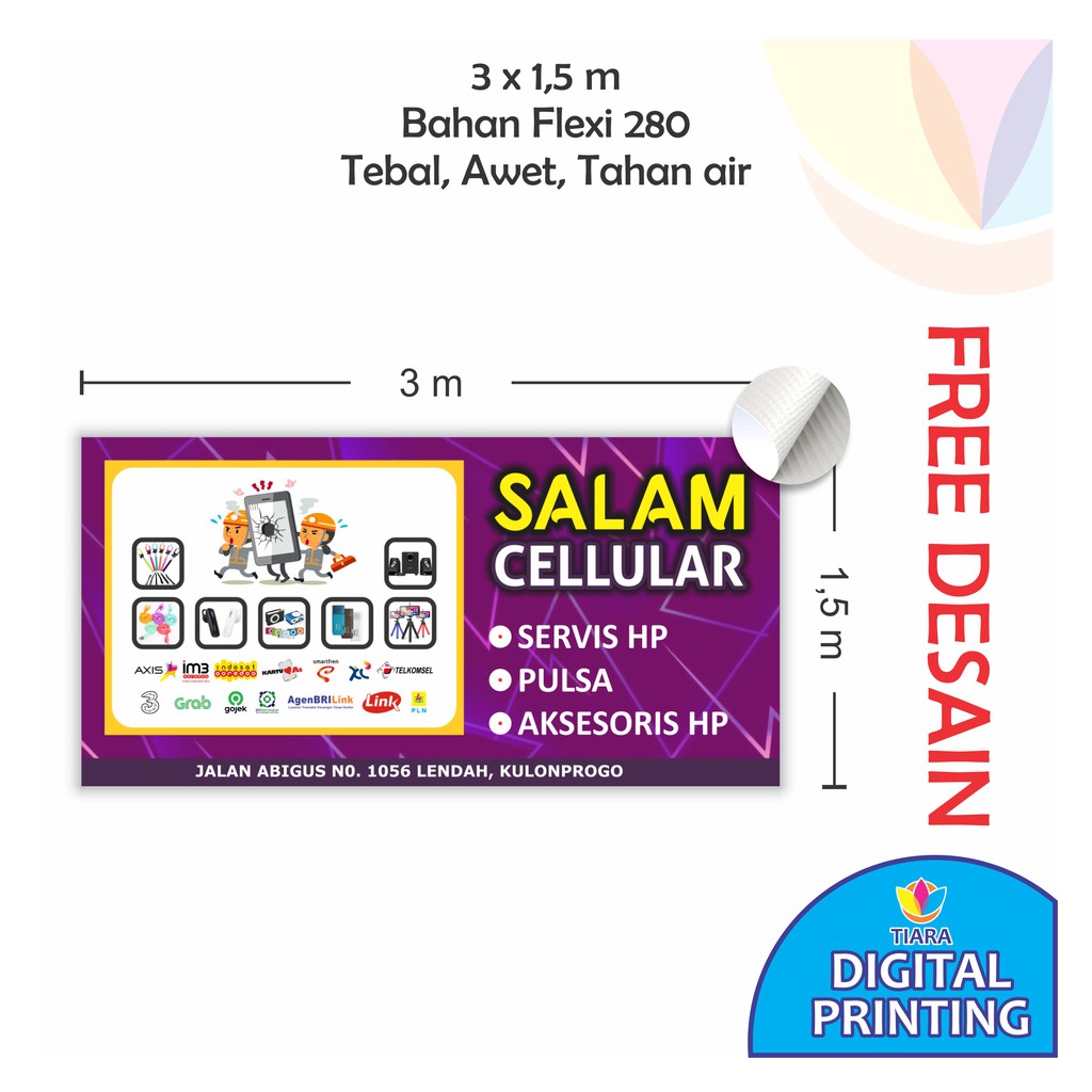 Jual Spanduk Counter HP Ukuran 3 m x 1,5 m (FREE DESAIN) | Shopee Indonesia