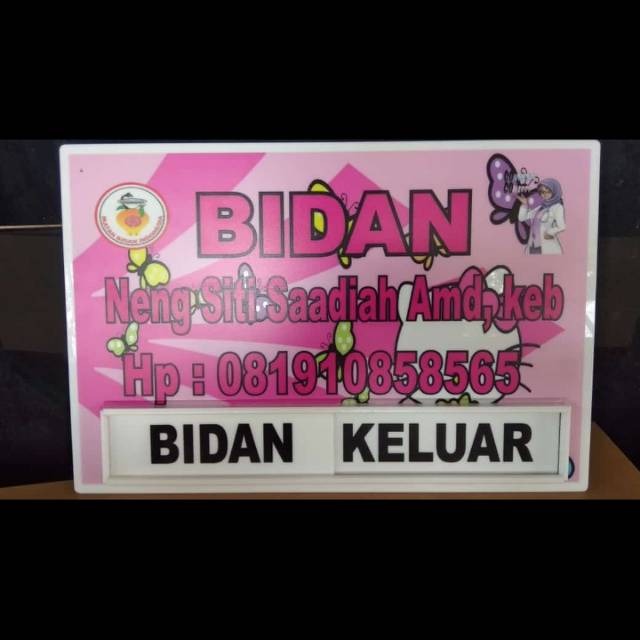 Jual Papan Nama Bidan / Dokter20x30 sign label bidan Geser | Shopee ...