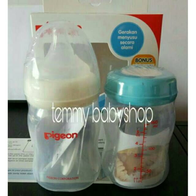 Jual Botol susu wide neck 160ml pigeon bonus botol wide neck 160 ml utk asi | Shopee Indonesia