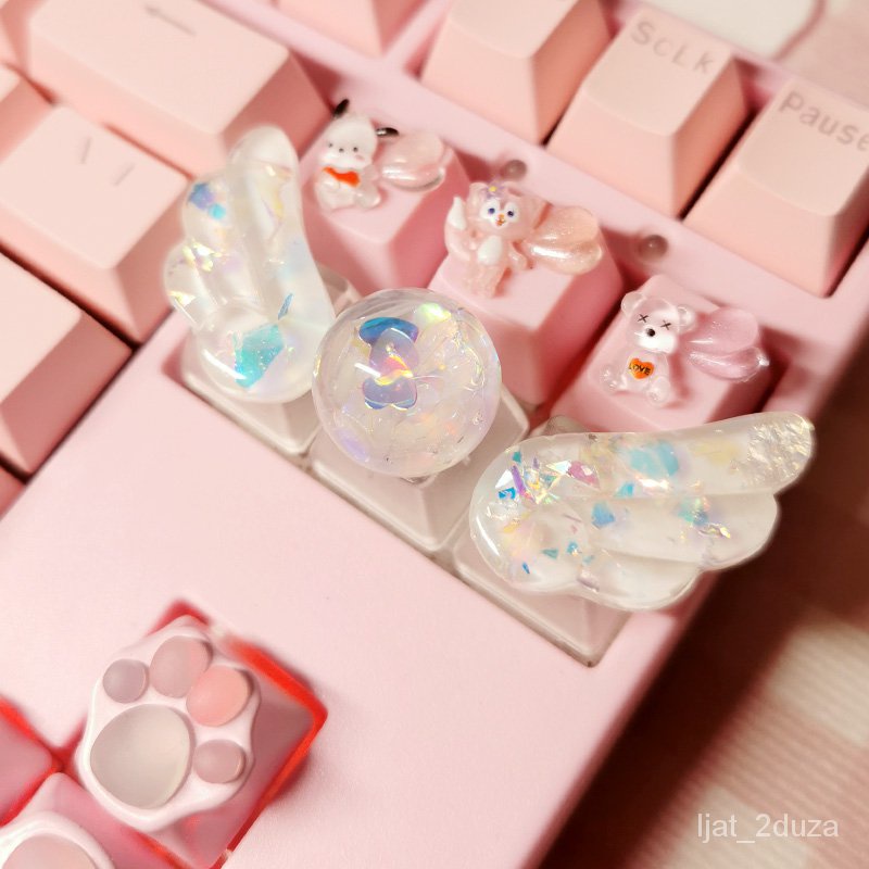 Jual Personalized Translucent Keycaps DIY Love Heart Cute Keycaps for ...