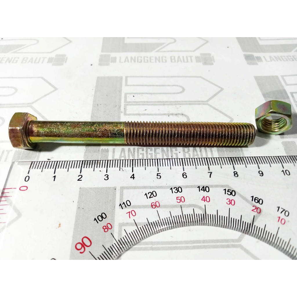 Jual Baut Mur M10 x 90 Kuning / Baut Kunci 14 Panjang 9cm M10x90 ...
