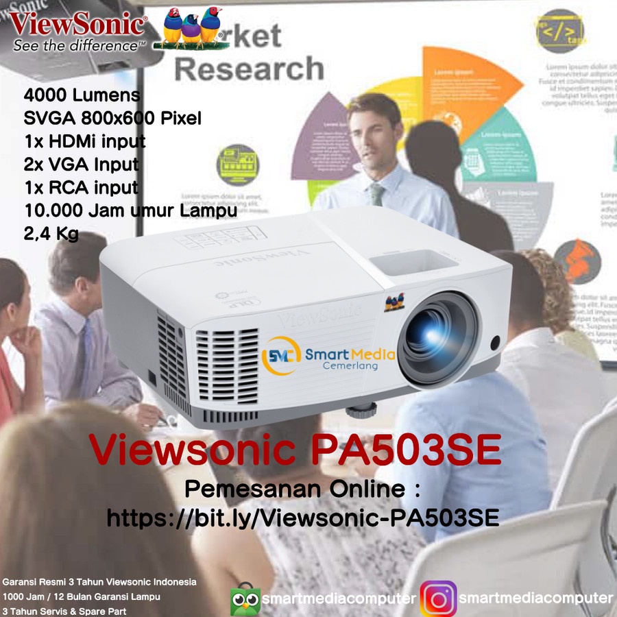 Jual Viewsonic Projector PA503SE SVGA DLP 4000 Lumens | Shopee Indonesia
