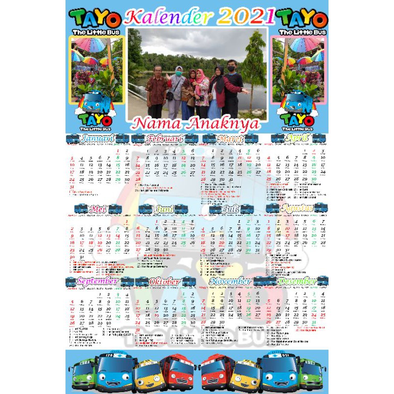 Jual Kalender 2021 Bisa Tambah Foto Nama dan Karakter Anak Ukuran A3 ...
